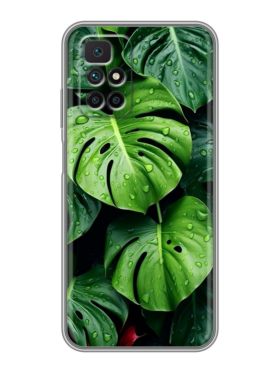 Чехол для Xiaomi Redmi 10 с принтом Листья (Сяоми Редми 10)