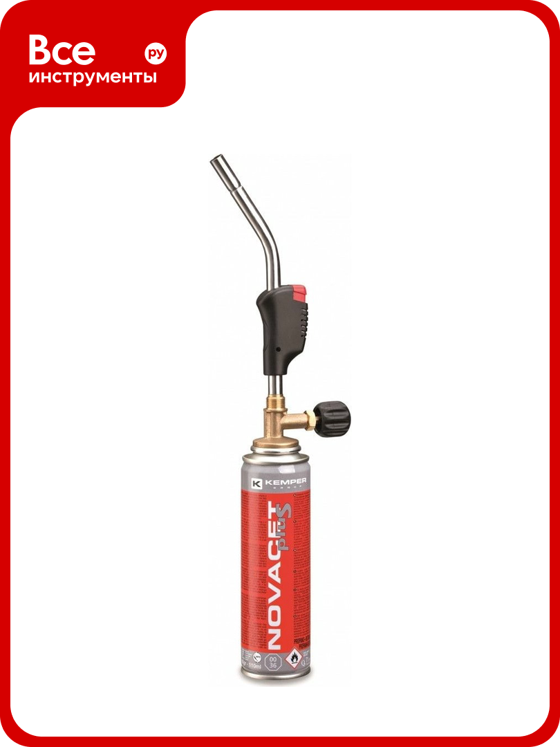 Горелка KEMPER NOVACET Plus с баллончиком 110 мл, с пьезоподжигом 1058KIT, деревянный