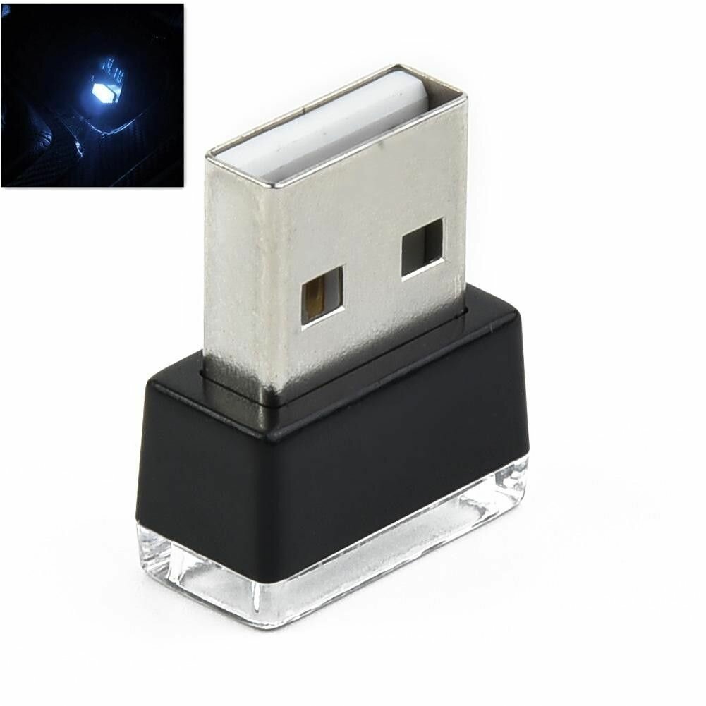 USB светодиодная мини-лампа для салона автомобиля — неоновая многоцветная атмосферная подсветка 5В, мягкий свет, 1 шт.