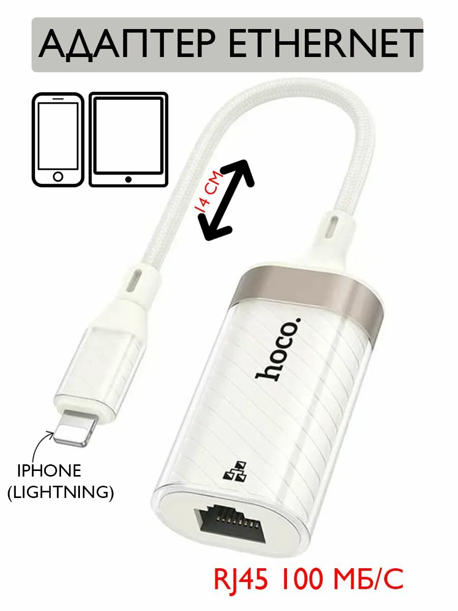 Адаптер, внешняя сетевая карта Lightning to RJ45