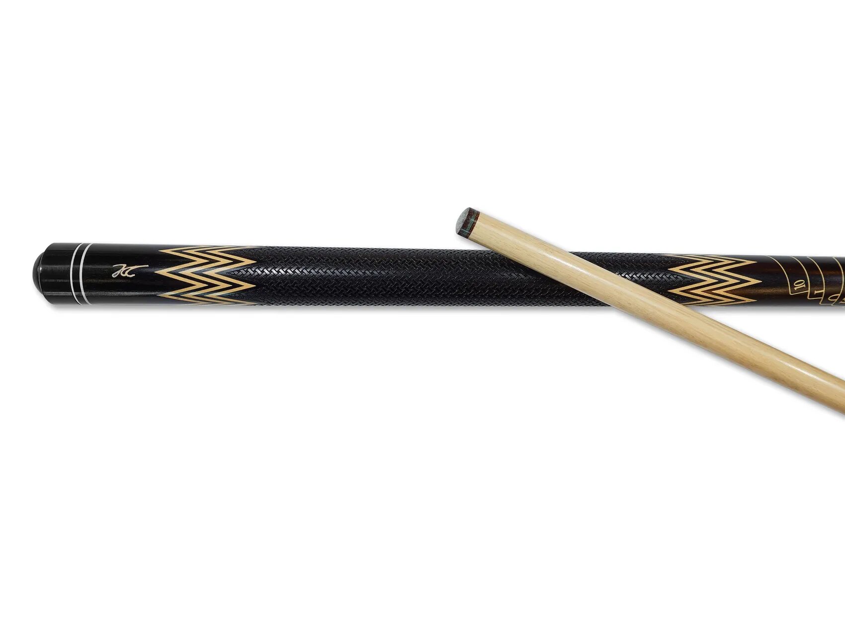 Кий для русского бильярда "Master" мастера С. Каюкова (черный, желтый граб, карты) / арт. F102011