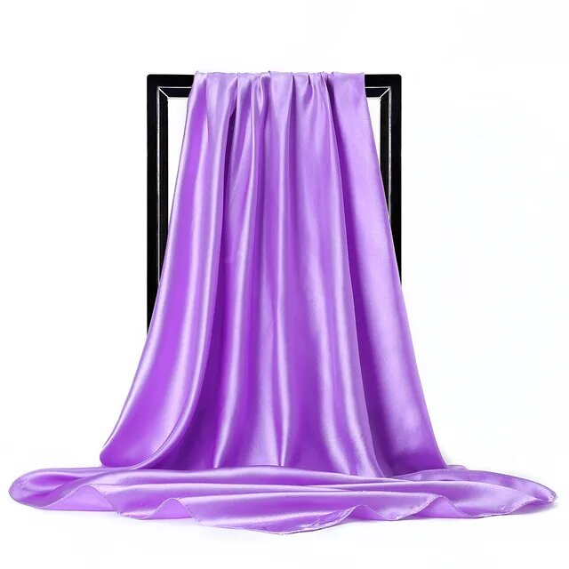 Роскошный шелковый шарф, женский атласный однотонный шарф-хиджаб, мусульманское парео, бандана, женская шаль, повязка на голову, платок 90*90 см