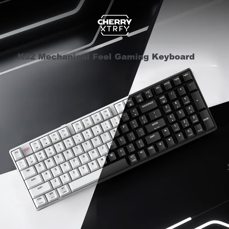CHERRY K37 Wireless Tri-Mode Keyboard Gaming Keyboard Computer Keyboard Bluetooth Tri-Mode RGB Lighting Compatible with WIN/MAC Surfing White