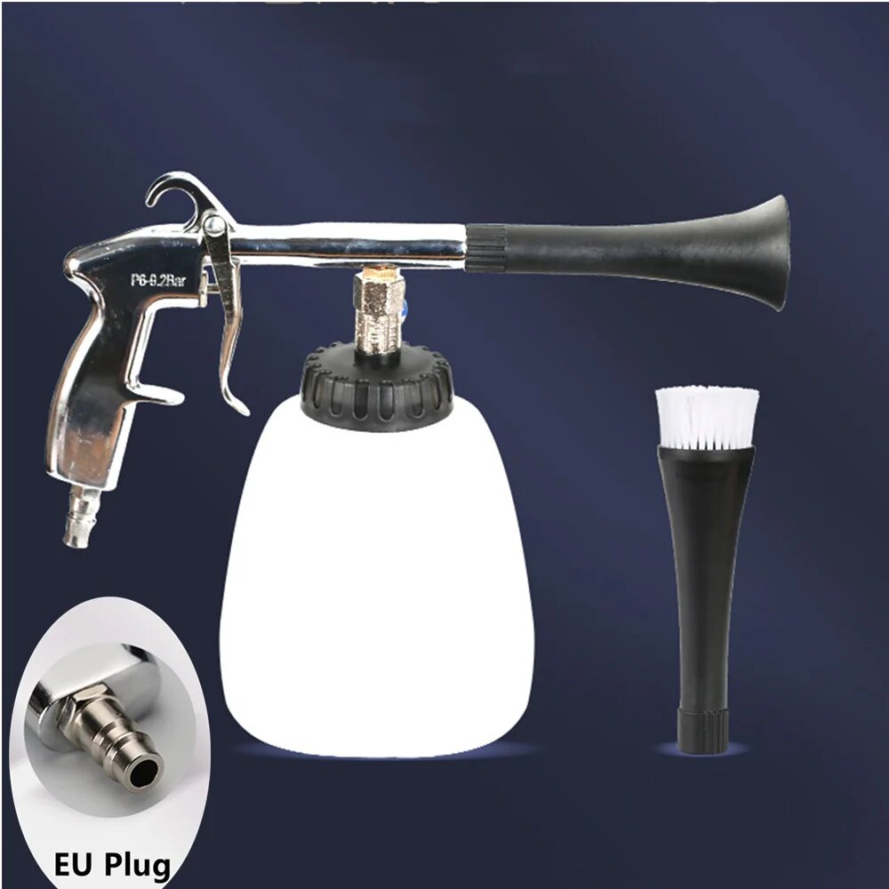 Автомобильный пистолет для сухой чистки, мойка высокого давления, водяной пистолет Tornado, аксессуары для глубокой очистки салона с щеткой, инструменты для чистки автомойки, EU Plug