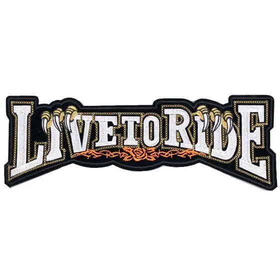 Большая нашивка на куртку, патч, шеврон байкерский, нашивка на спину LIVE TO RIDE 32.5х11.0 см