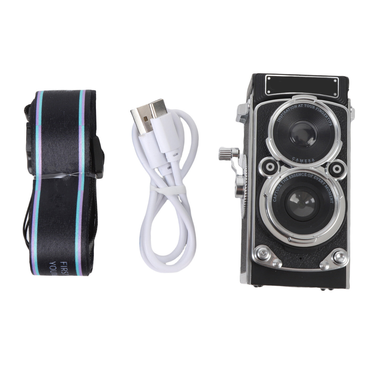 Винтажная миниатюрная цифровая камера портативная стиль TLR 1080p FHD Видео 12MP Автофокусированное видео камера Vlogging Black 16GB