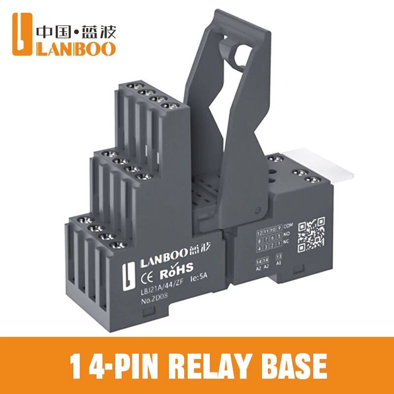 LANBOO J21A электромагнитное реле 12/24В 220В 8/14 контактов DC24V, Small 14pin Base-F