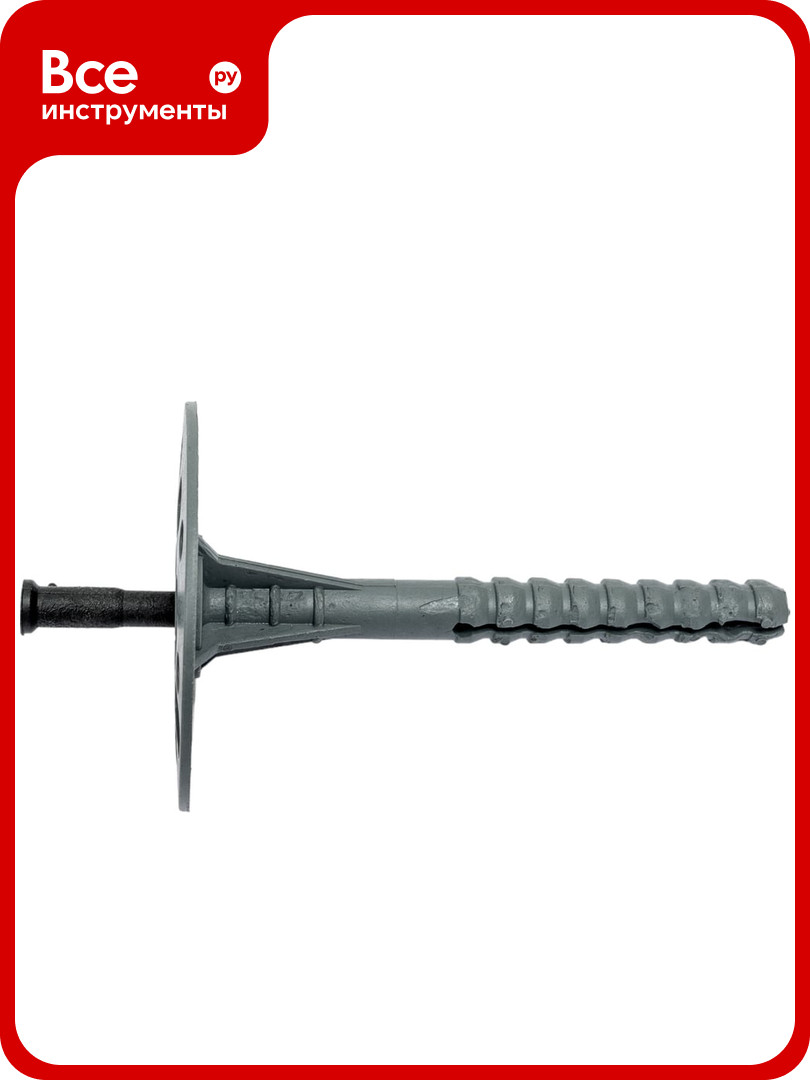 Дюбель для теплоизоляции Tech-Krep с пластмассовым гвоздём, м. 10x90, из полнотелого силикатного и керамического кирпича