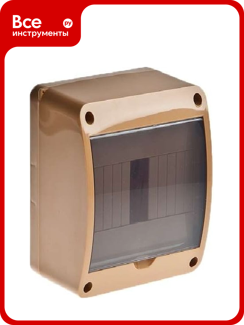 Щиток открытой проводки Рувинил Тусо на 6 модулей с вертикальной дверцей 140x125x85 мм коричневый 68306К, для