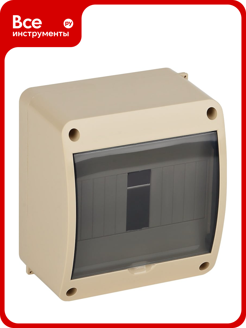 Щиток открытой проводки Рувинил Тусо на 6 модулей с вертикальной дверцей 140x125x85 мм бежевый 68306БЖ, пластиковый