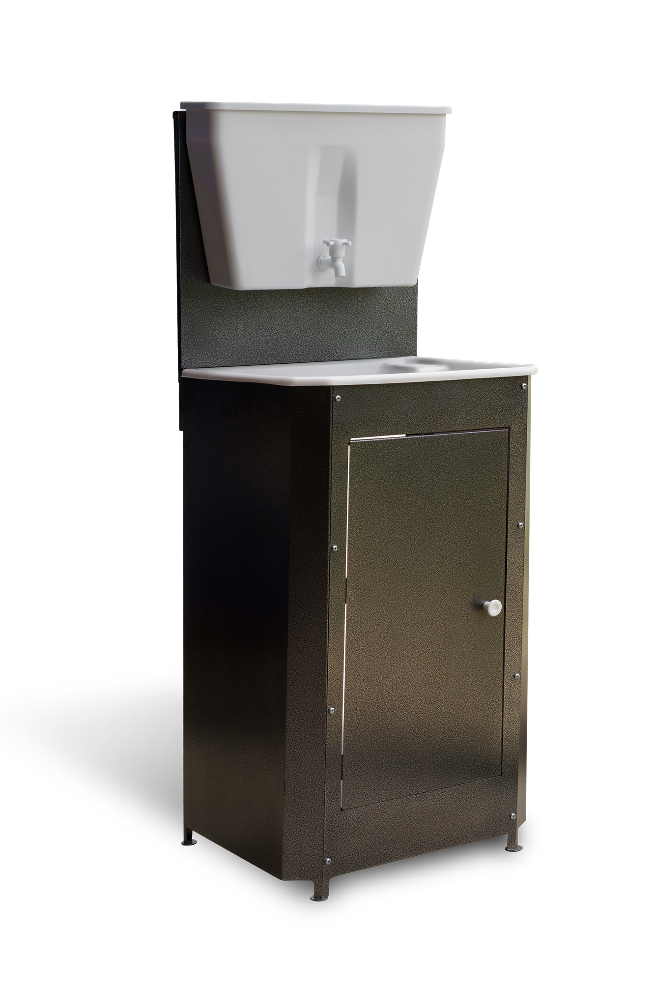 Умывальник фермер 20 л, без ЭВН, мойка пластик, тумба металл, бак пластик, черный/серебро