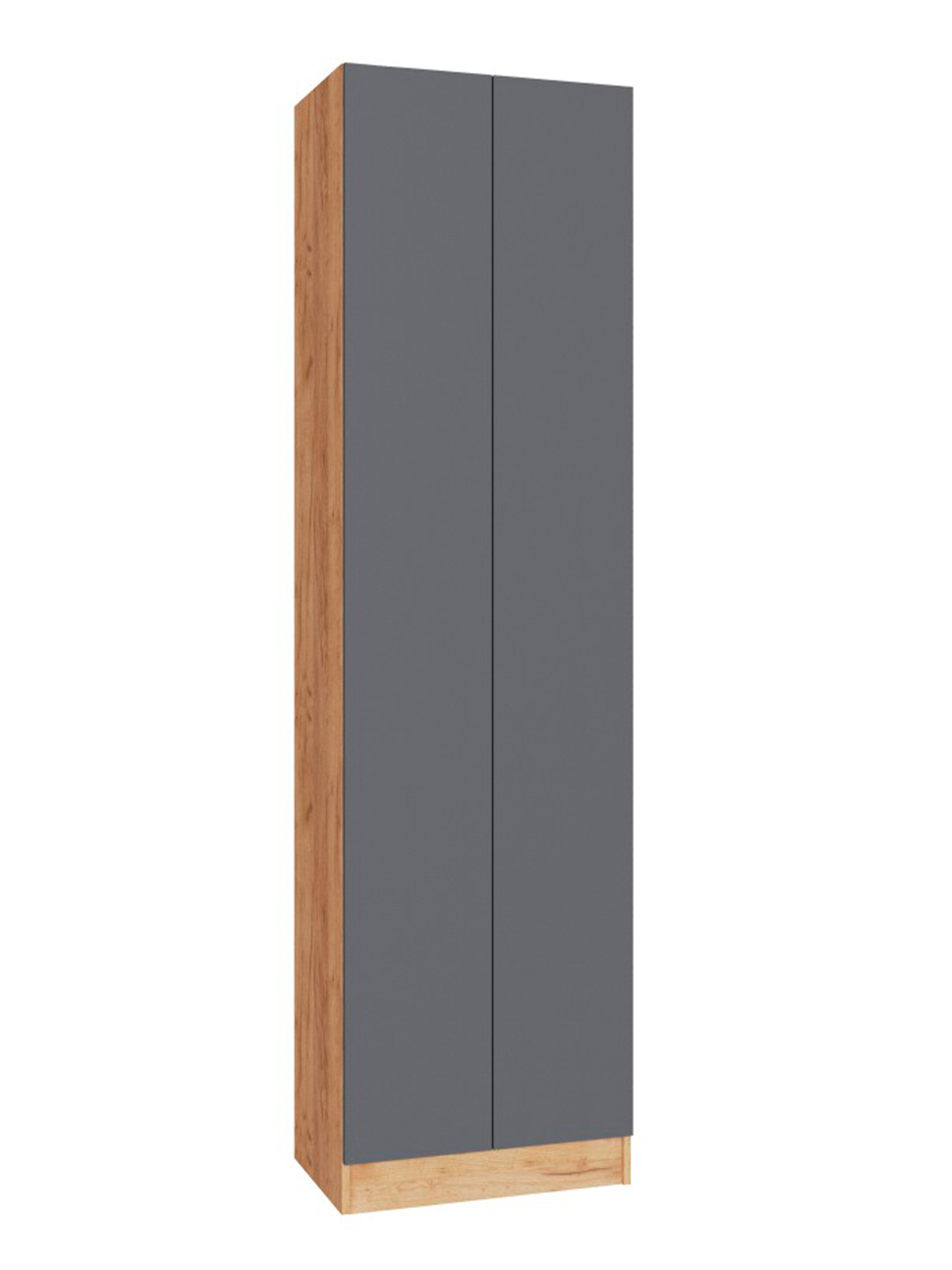 Распашной шкаф с выдвижной штангой Руэлла (60х220х40 см), дуб крафт золотой/ серый графит