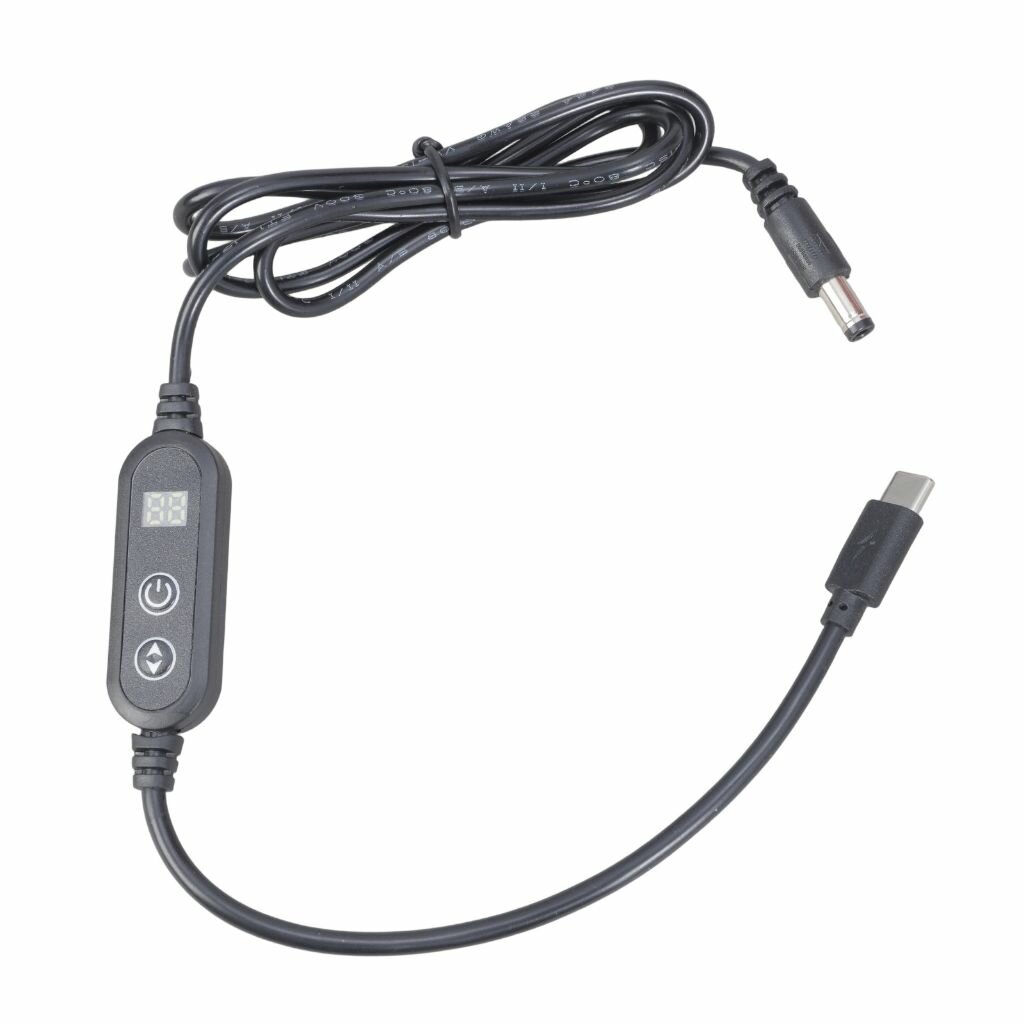 Кабель питания с цифровым дисплеем, регулирующий напряжение от типа C до 5,5x2,1 мм, переключателем