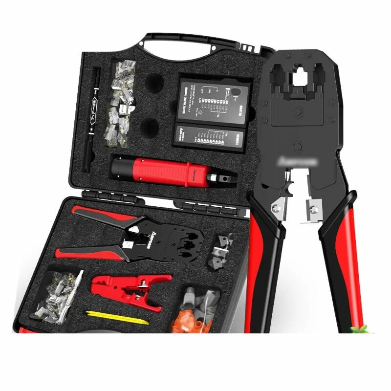 Набор инструментов для обжима RJ45, тестер локальной сети, инструмент для зачистки кабеля Ethernet, инструмент для заделки кабелей RJ 45 RJ11, набор для ремонта кабелей 12 в 1