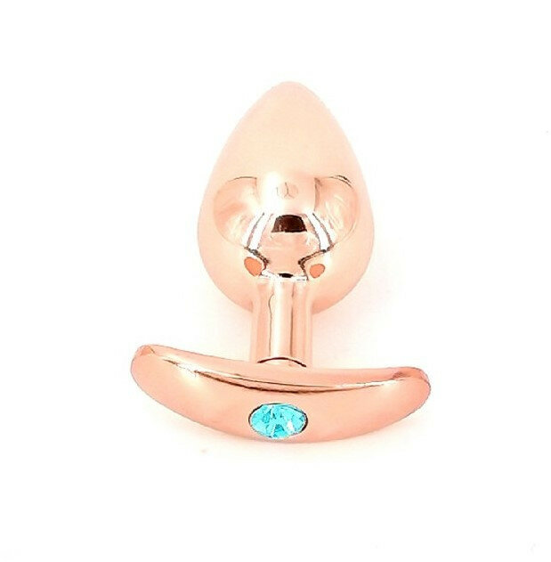 Анальная втулка золотистая со стоппером-лодочкой, кристалл тиффани, Д-3,4см
