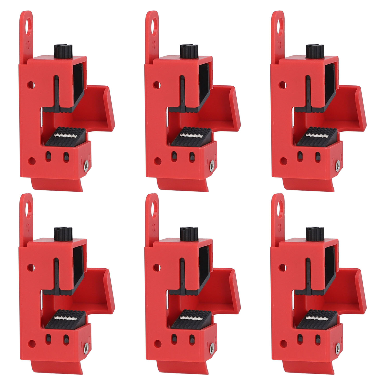 Комплект из 6 блокировочных устройств для автоматических выключателей, стандартного типа рукоятки, для электромонтажных работ.