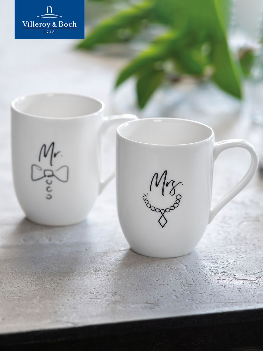 Набор кружек для чая и кофе 2 шт, 340 мл, Mr and Mrs, Statement, Villeroy & Boch, Премиум-Фарфор