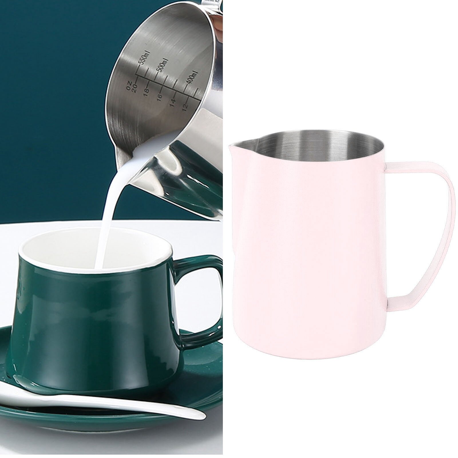 Кружка для вспенивания кофе 600ML из нержавеющей стали 304 Молочная пенажерная кувшинка с острым горлом Пічер для латте-арта с внутренней шкалой