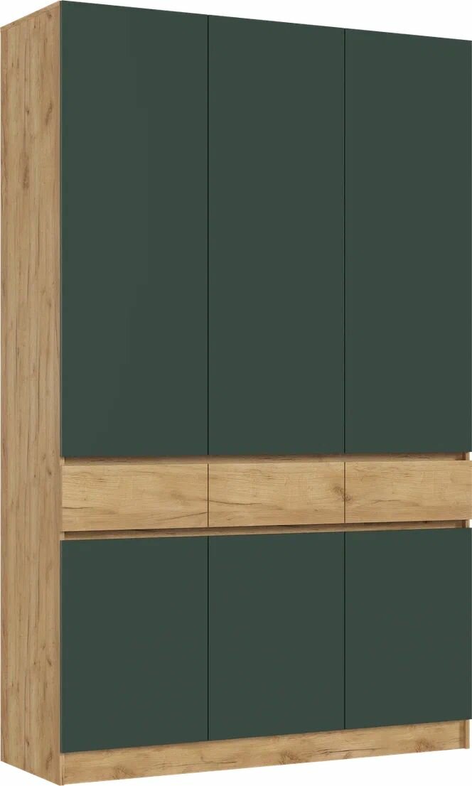 Шкаф Роджинамиф 3-х ств. 150 см. Изумрудный/дуб крафт