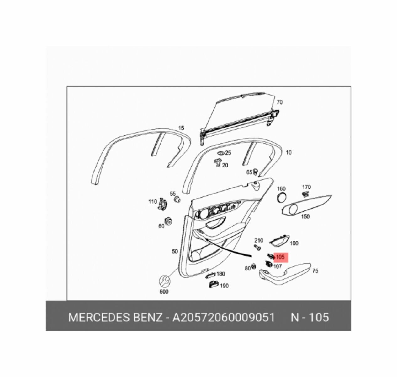 Элемент Внутренней Ручки Двери [Org](Mercedes 20572060009051)
