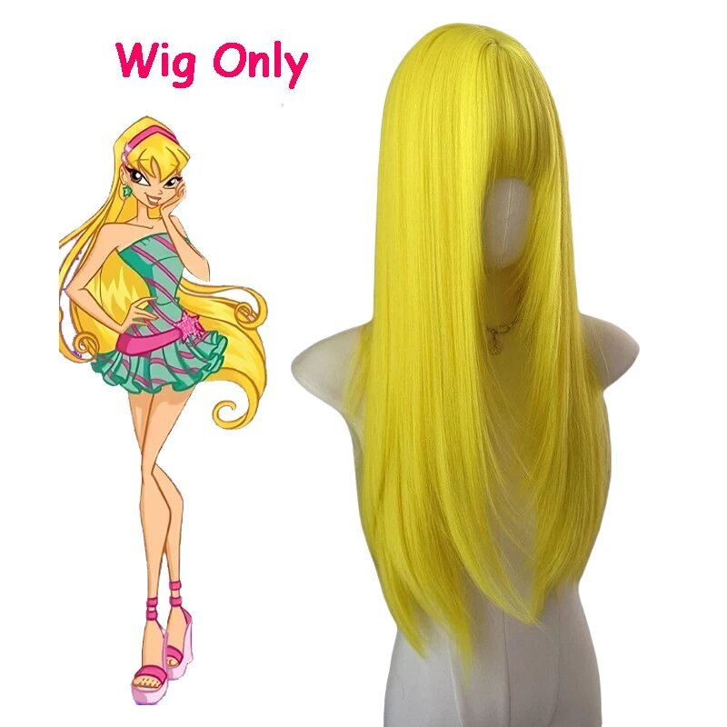 Winx Club Косплей Костюм Стеллы зелёный One Size, Stella Wig