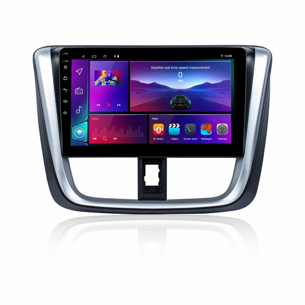 Для Тойота/Toyota Vios Yaris L 2016-2019 4+64G Автомагнитола Магнитола 2 Din с сенсорным экраном радио, видео 4G DSP AI, FM, AUX, USB, подключение мульти руль + камера заднего вида