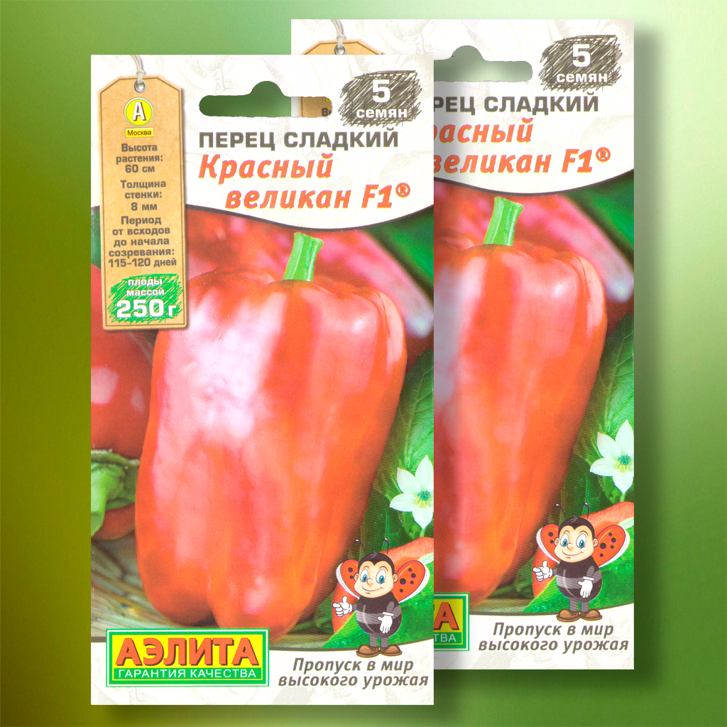 Семена перца сладкого "Красный великан F1", изготовитель "Агрофирма Аэлита", 2шт.
