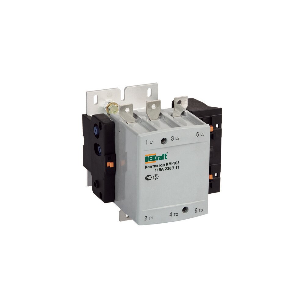 DEKraft КМ-103 Контактор 115А 220В АС3 1НО+1НЗ на монт. плату, 22150DEK