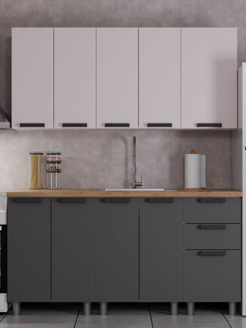 ARNIKA Кухонный гарнитур без столешницы, без ручек 1,6м, Кашемир/Сталь мдф
