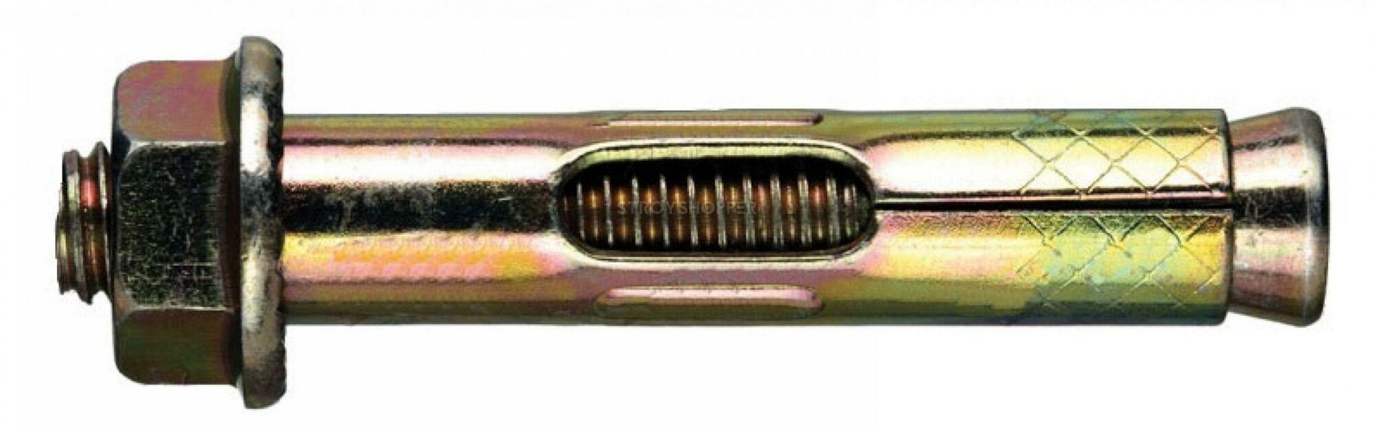 Анкерный болт с гайкой, диаметр резьбы 16 мм, покрытие желтопассированное, длина 80 мм, золотистый