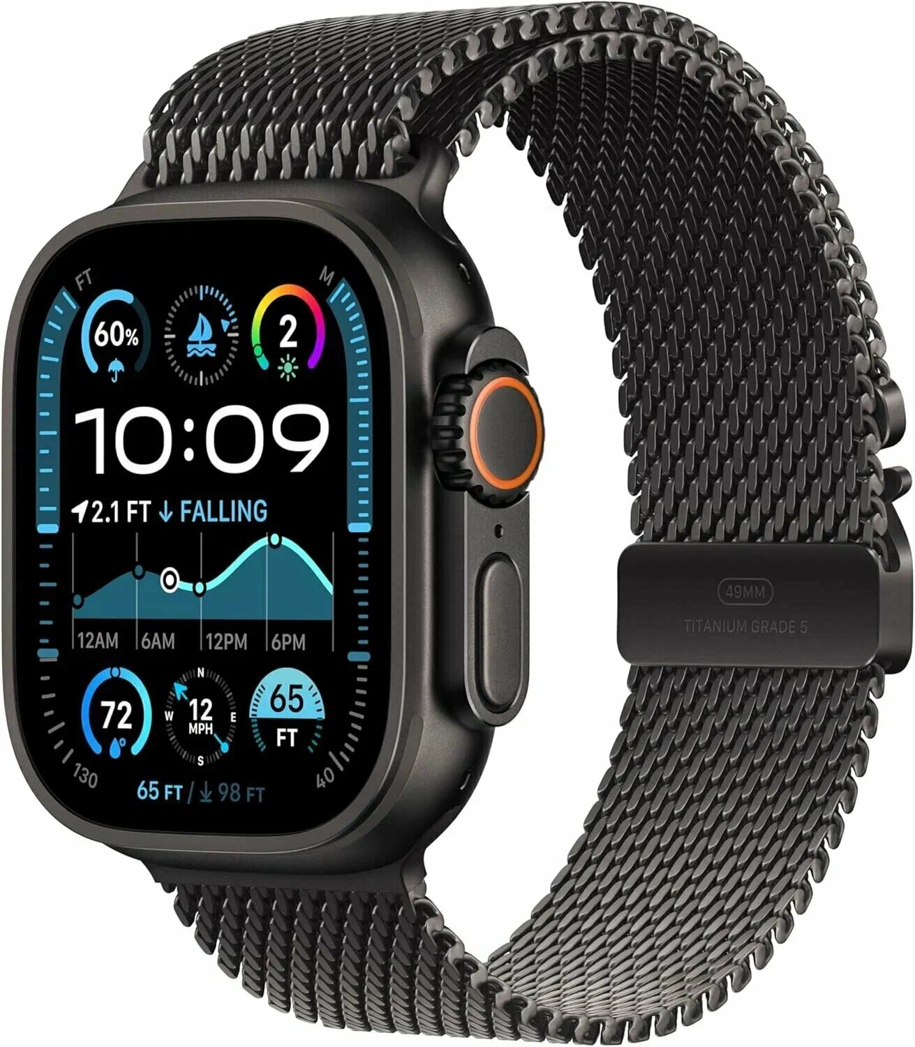 Умные часы Apple Watch Ultra 2 49 мм (2024) Black Titanium Case GPS, Milanese Loop, размер ремешка L
