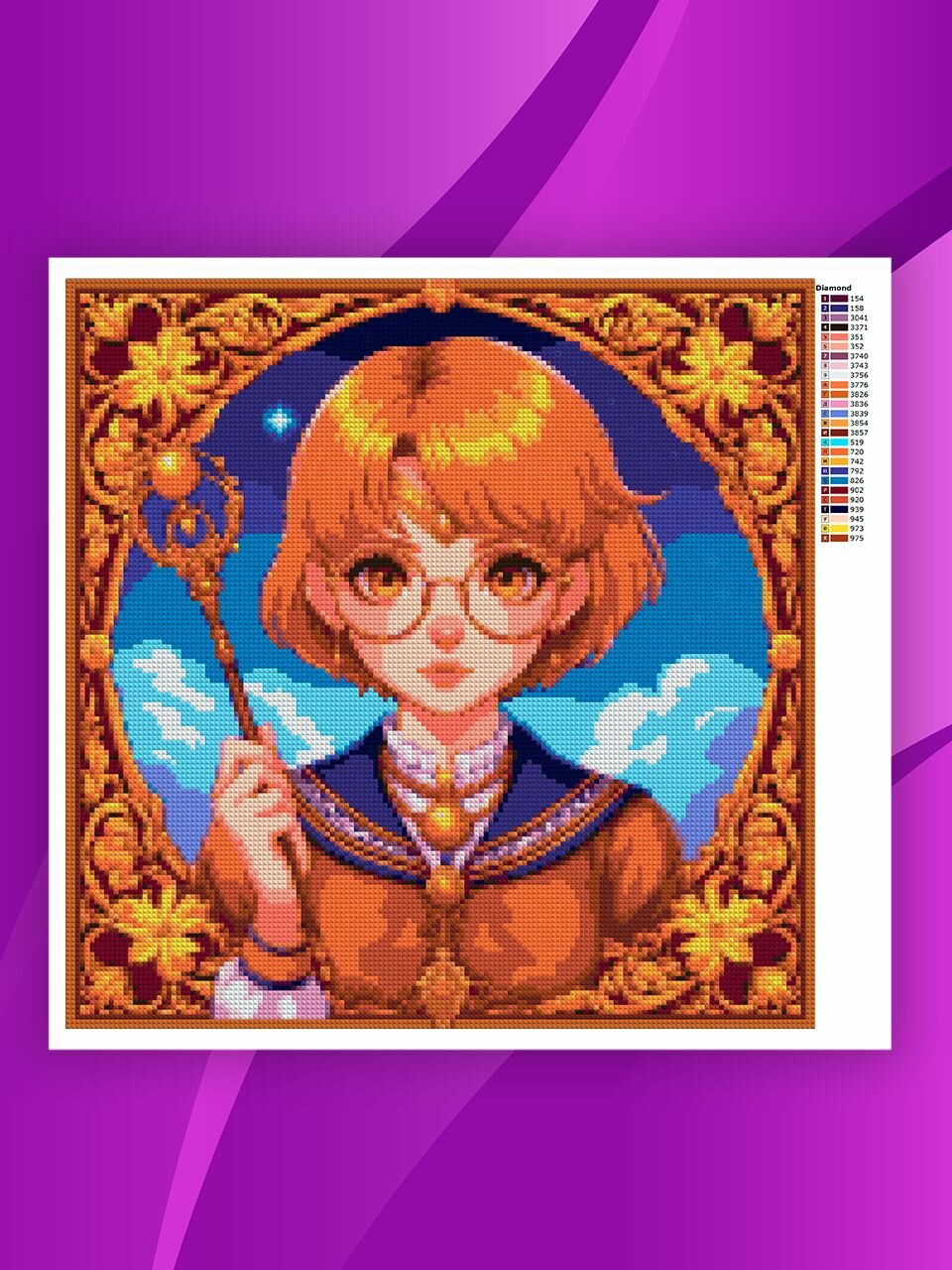 Алмазная мозаика без подрамника - вышивка Russian Magic Girl Red 40 х 40 см