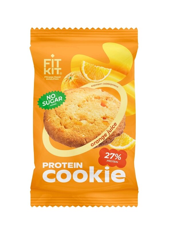 Печенье FIT KIT "Cookie", апельсиновый нектар, протеиновое, глазированное, 40 г, 14 шт