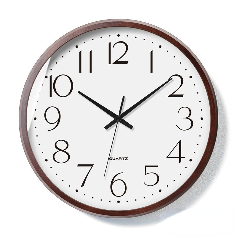 Роскошные настенные часы, простые деревянные настенные часы, украшение гостиной и отеля, 25 см