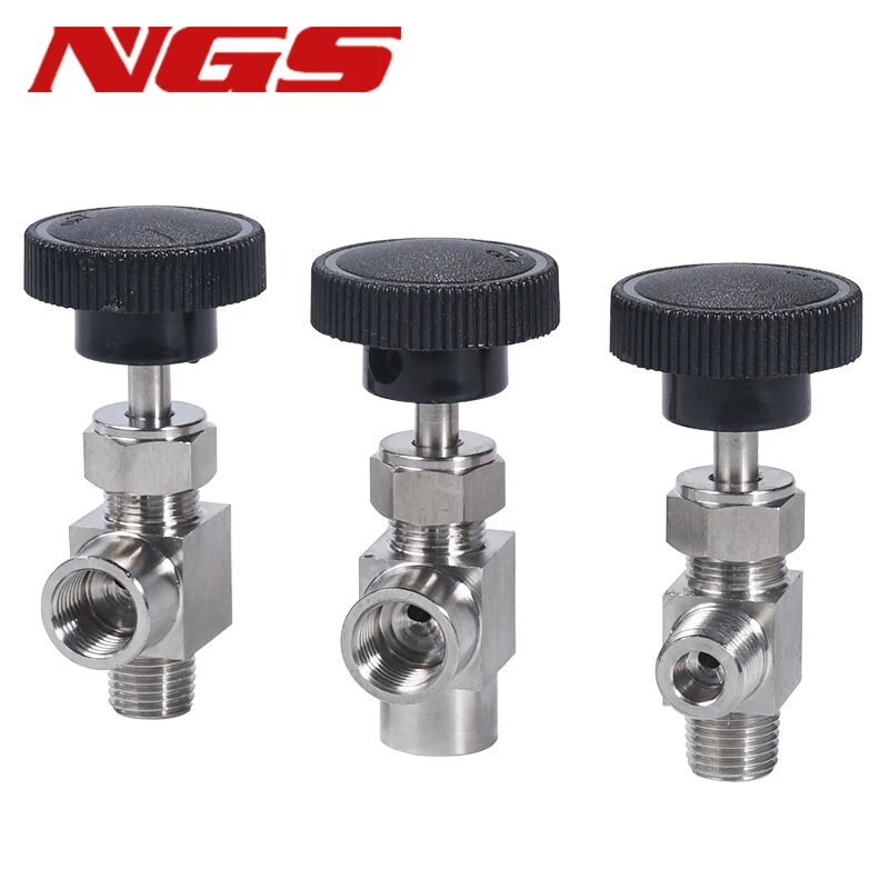 Игольчатый клапан BSP 1/8"-1/2", сталь 304, 90 градусов, 3/8", F-F, 90 Degree