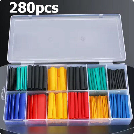 Термоусадочная трубка 280 шт, 45 мм, цветная изоляция проводов, комплект для ремонта и цветового кодирования, набор для авто, электроники и домашнего использования