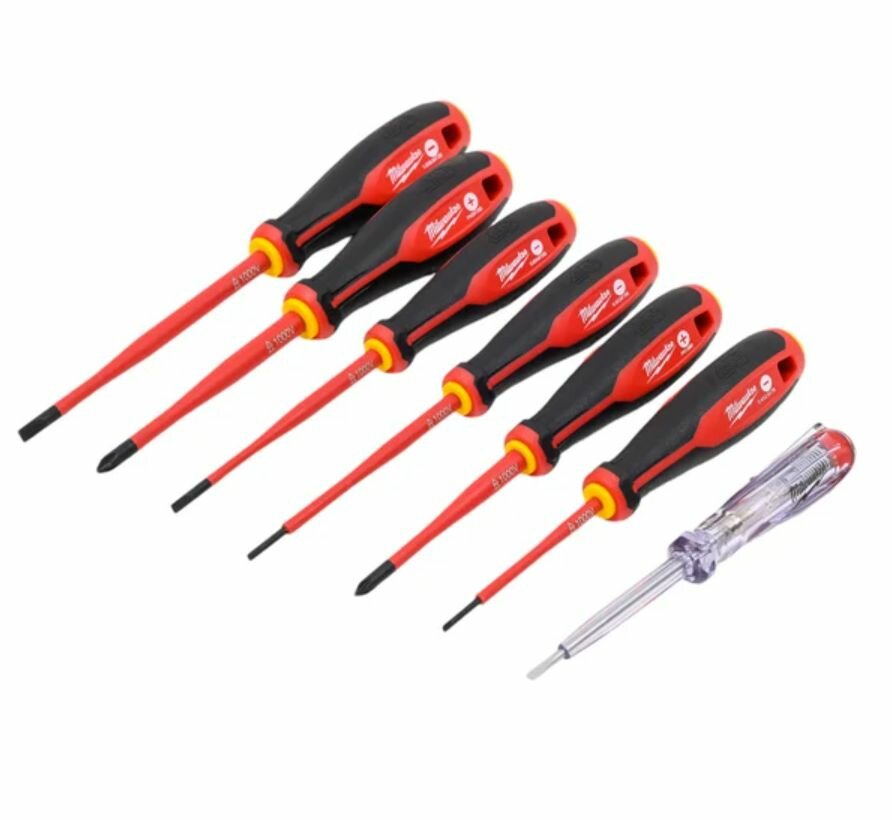 Набор трехгранных отверток Milwaukee VDE SL/PH + тестер напряжения - 7 ед. 4932478739