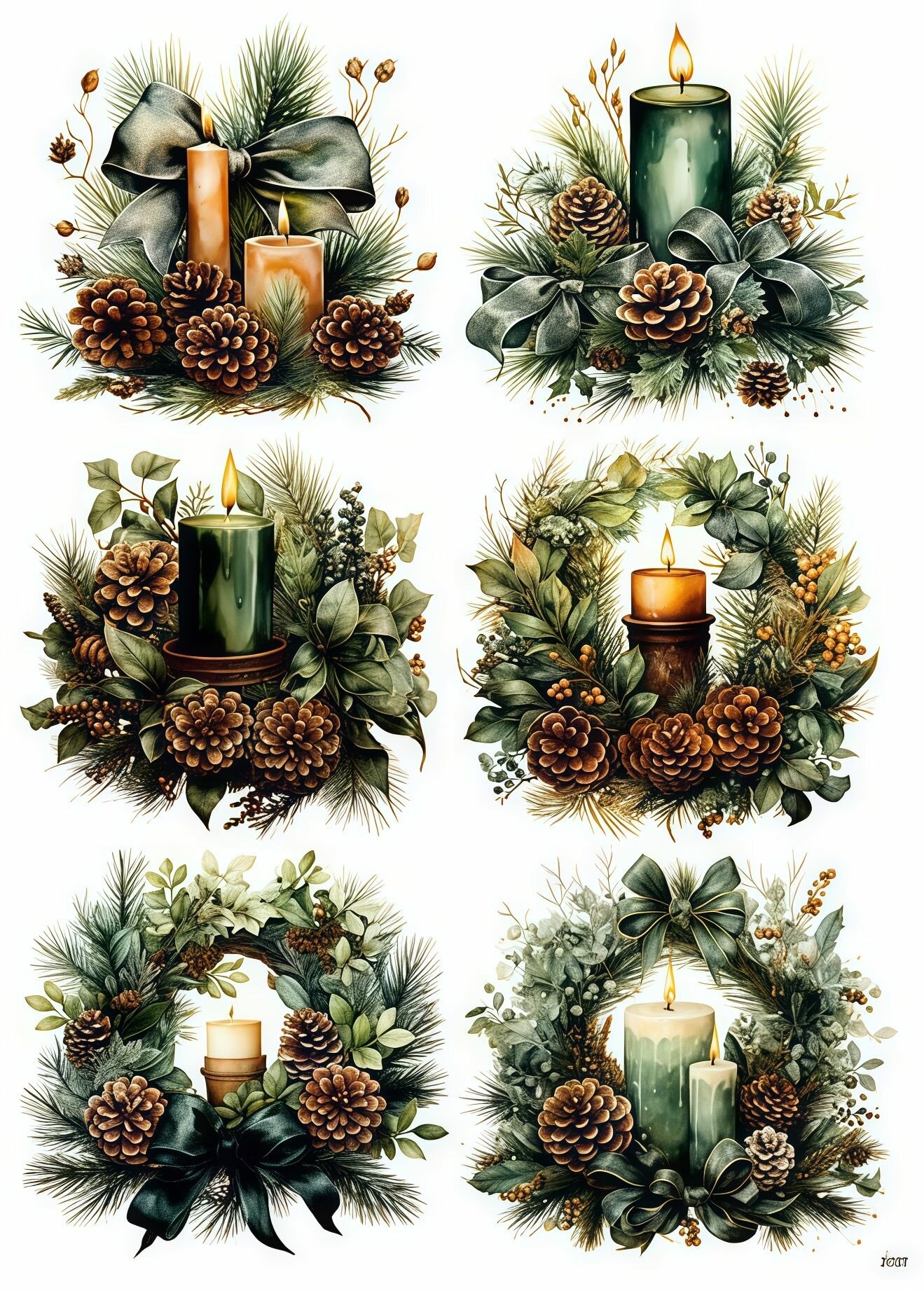 Декупажная карта AT Deco About Time, A4, 40 г/м2, цвет оливковый, 21x29,7 см