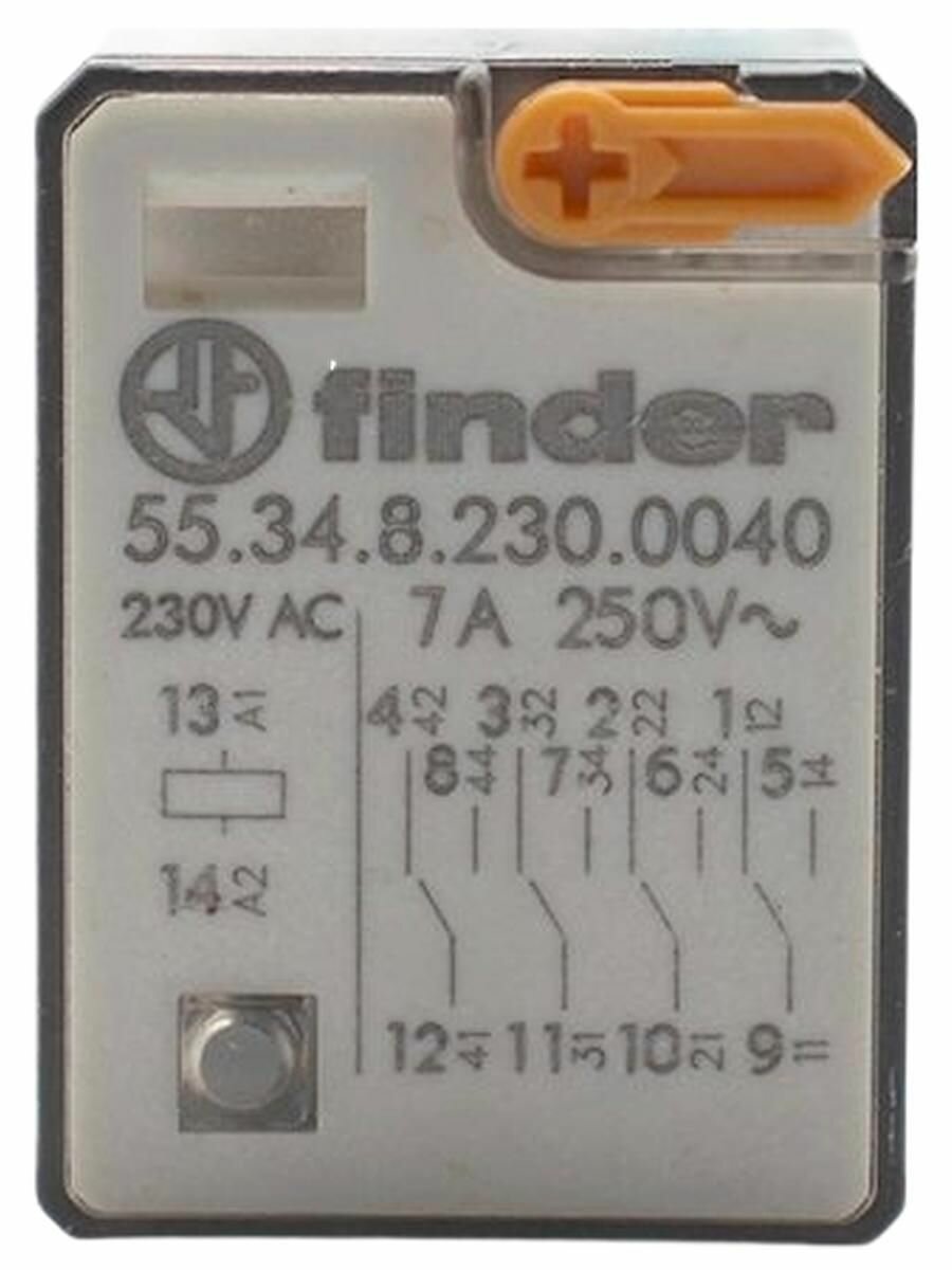 55.34.8.230.0040, Реле промежуточное 4 переключ. 230VAC, 7A/250VAC 4PDT