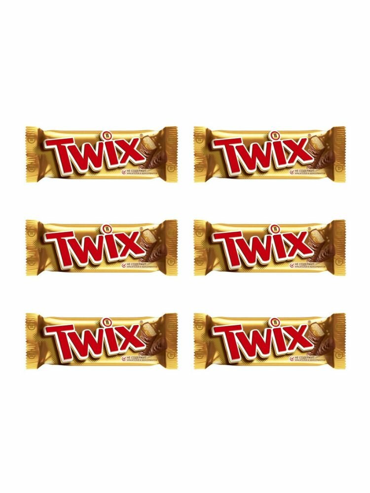 Twix Шоколадный батончик с карамелью и печеньем, 55 г, 6 шт