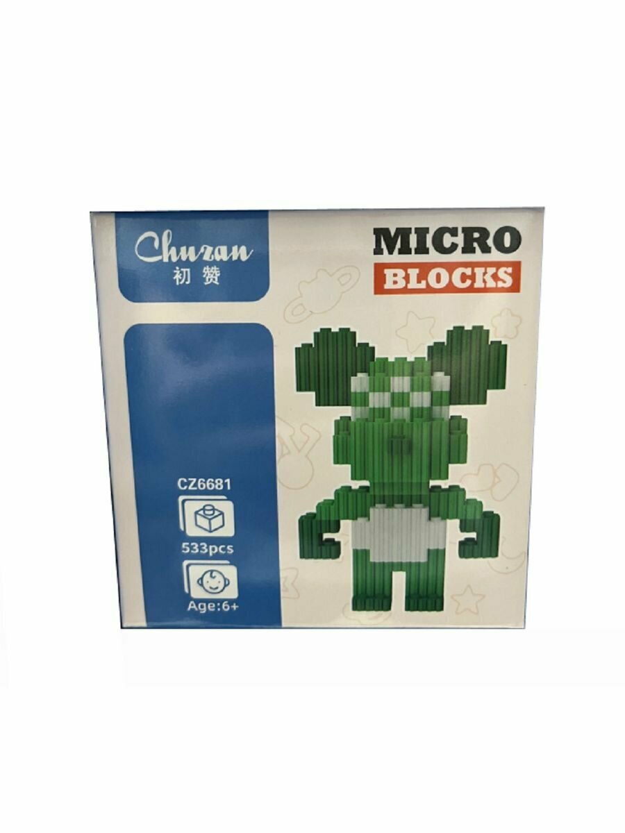 Конструктор 3D фигурка, Зеленый мишка, CZ6681