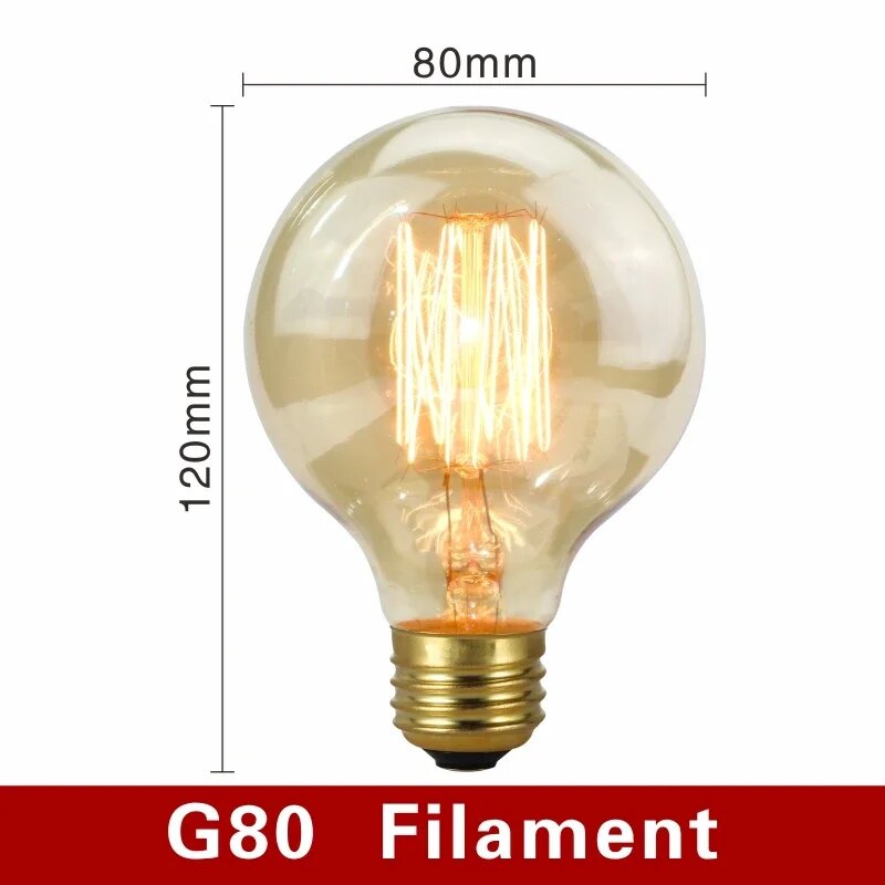 GOT LIANG Лампа накаливания Эдисон 40 Вт G80 Filament