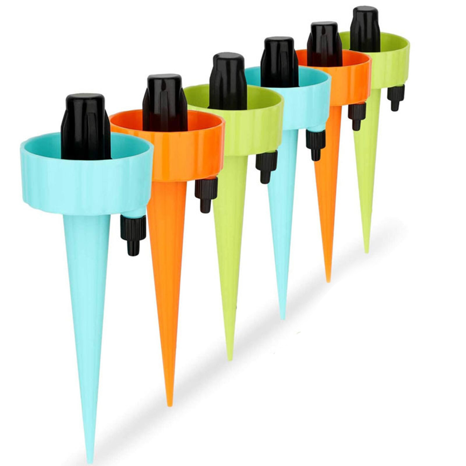 6PCS Автоматические устройства для полива растений Самополивные шипы Сниженная скорость выпуска Контроль расхода Капельное орошение для растений на открытом воздухе и в помещении Длина 16.5см Материал Пластик Цвет Многоцветный Вес 140г Размер