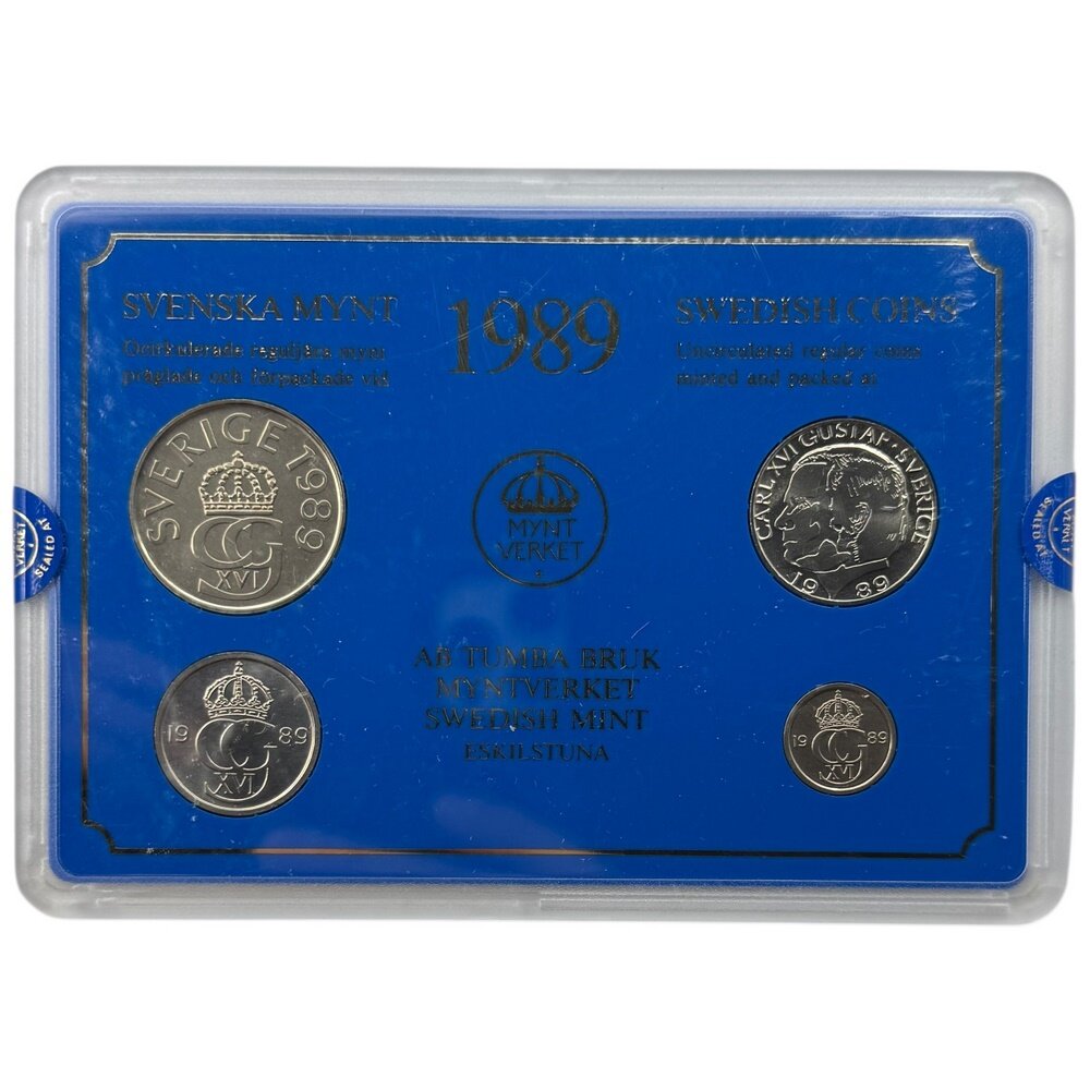 Швеция, набор монет регулярного выпуска, 10, 50 эре, 1, 5 крон "Swedish coins" 1989 г.