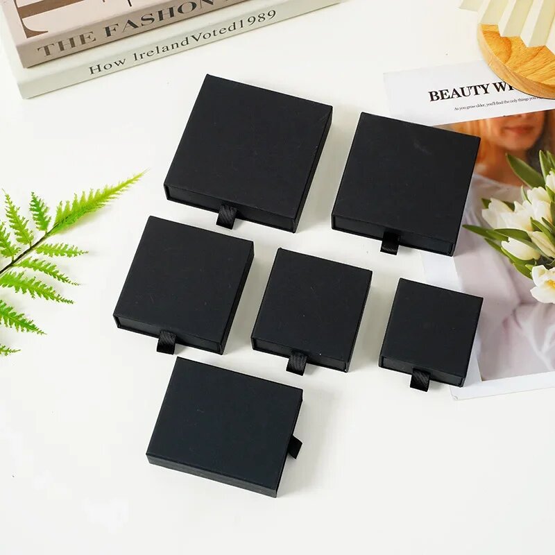 Коробки для украшений Baby.Xin, бумага, 2,5 см, 10 шт Черный, 7x7x2.5cm 10pcs, черный
