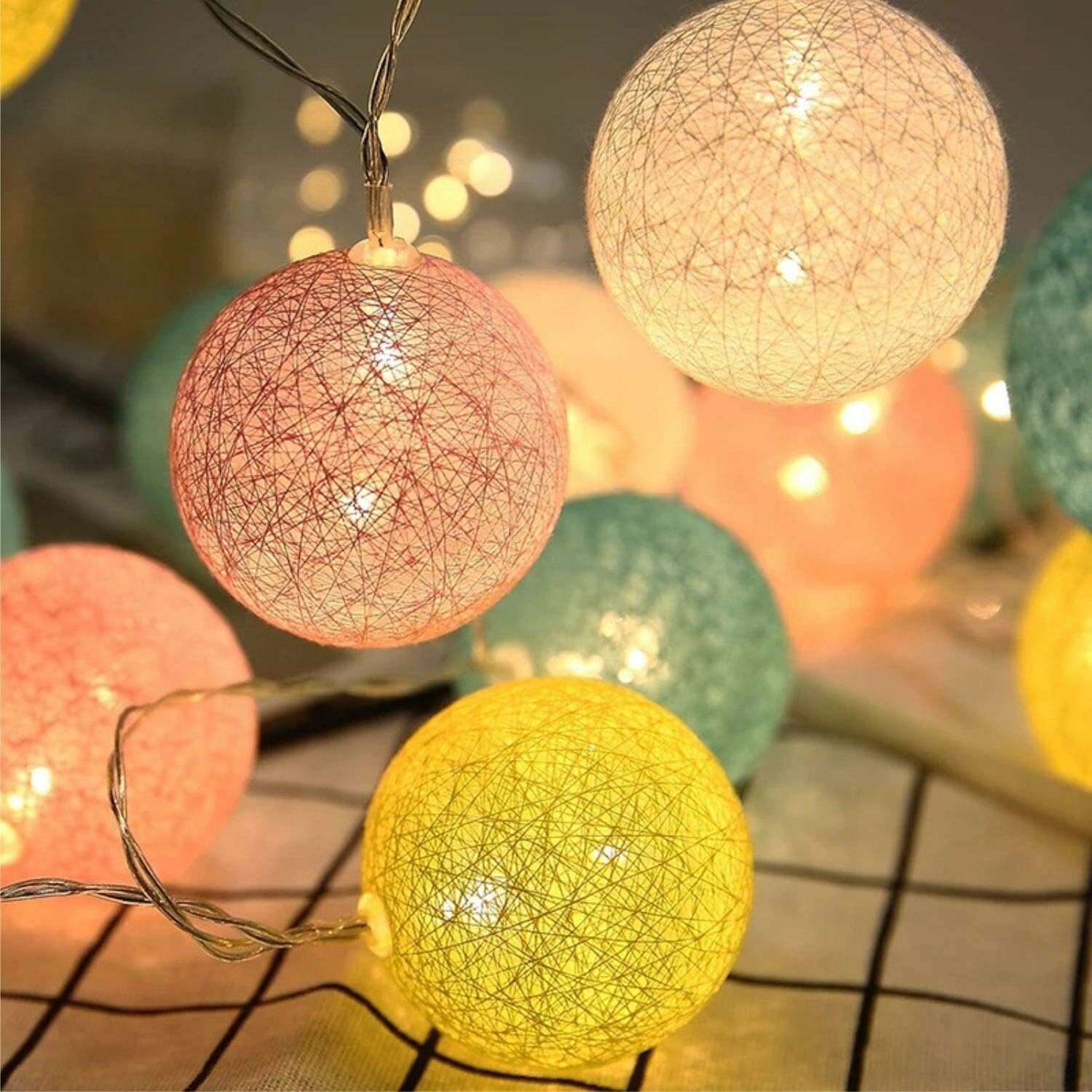 Guirlande Lumineuse Boule Coton - 3,1 м 20-дюймовая светодиодная цепочка Lumière-Guirlande Lumineuse портативная со светодиодной подсветкой внутри
