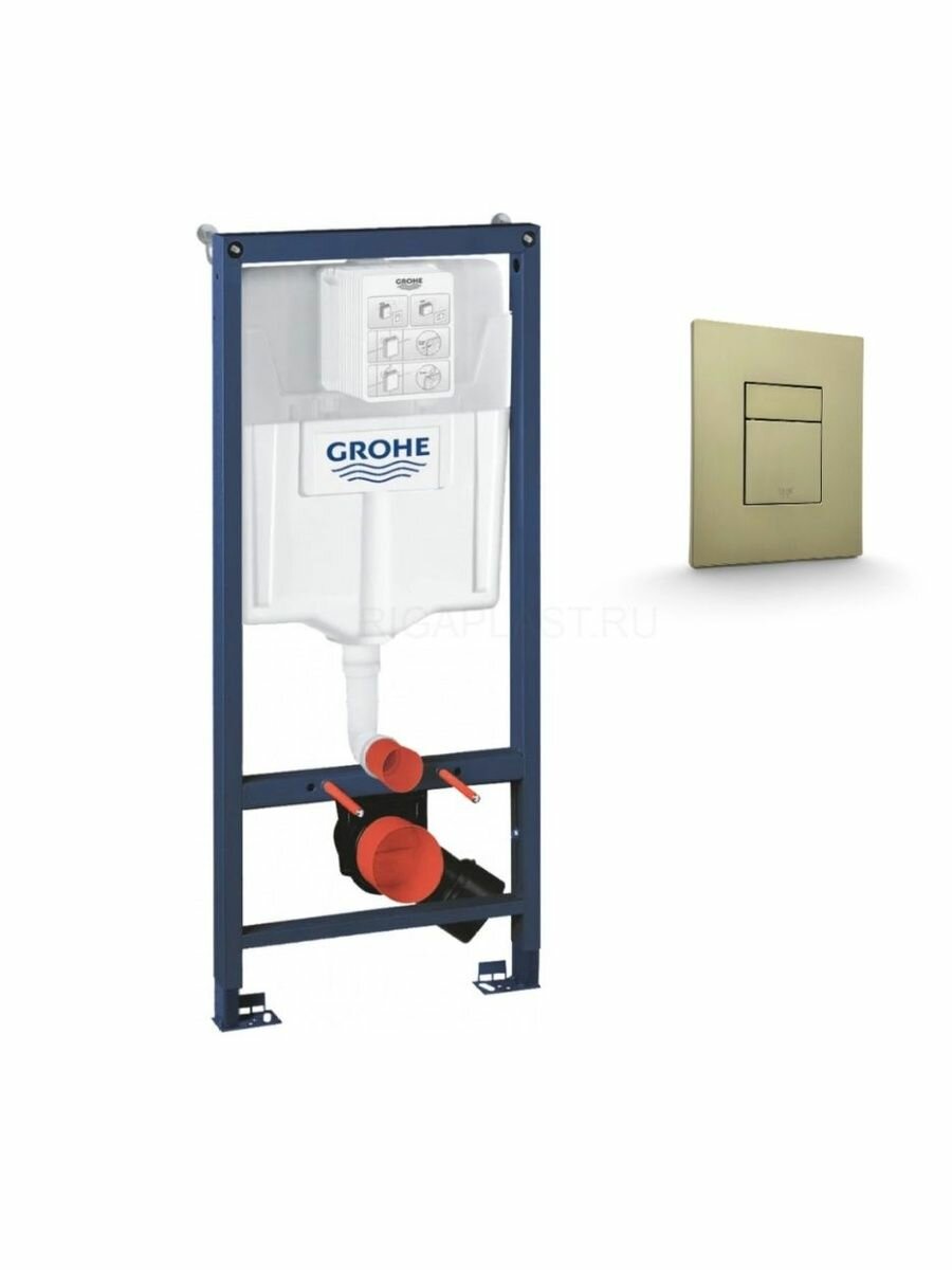 Инсталляция для унитаза GROHE Rapid SL 3 в 1 с панелью смыва VRQ67-5S, матовое золото