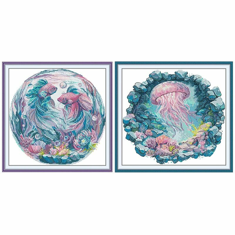 Набор для вышивки крестом Joy Sunday Риса Медуза 2 sets, 14CT blank canvas