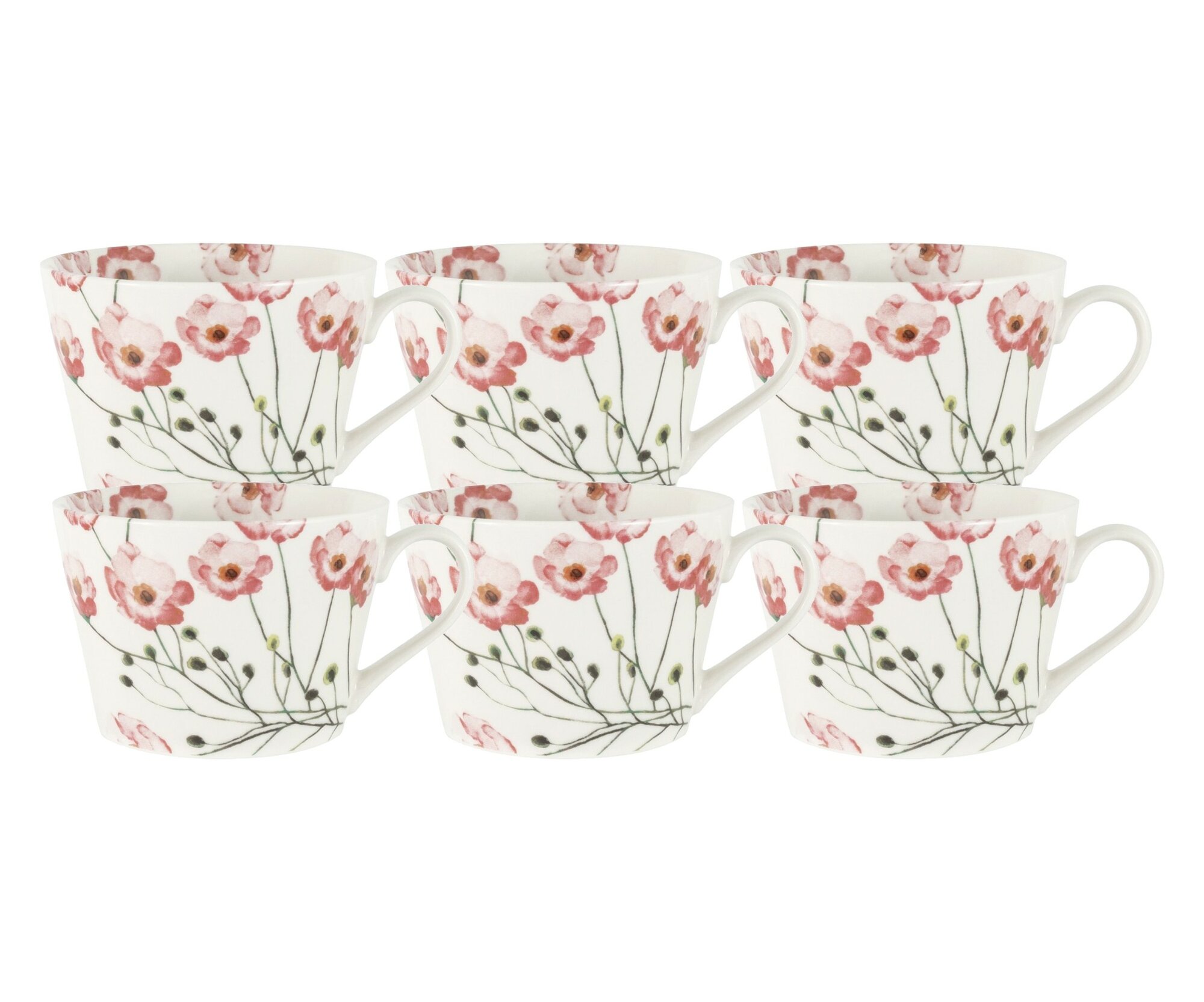 Набор 6 кружек, 480 мл, фарфор N, белая, Лютик, Magic flowers (Anna Lafarg)