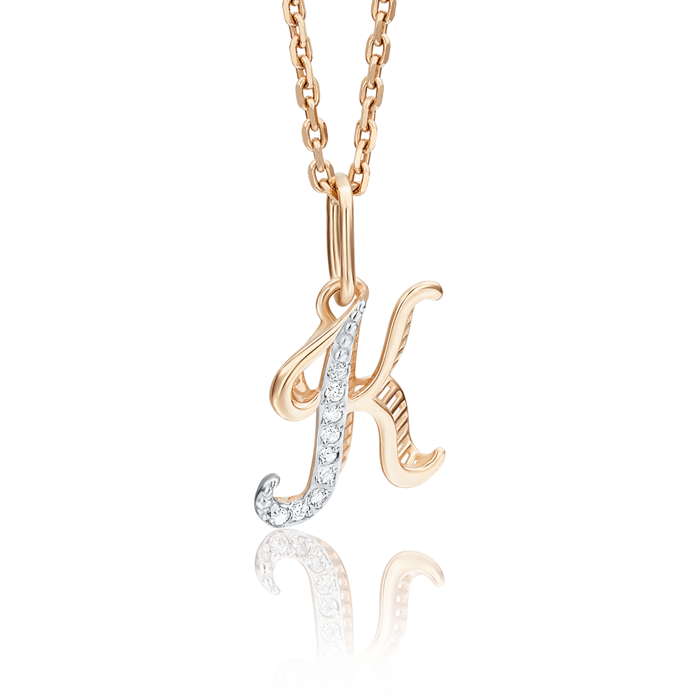 Подвеска, красное золото, 585 проба, фианит